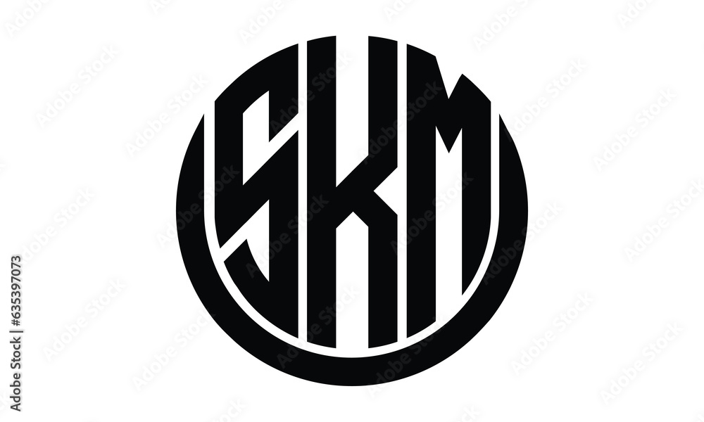 SKM shield in circle logo design vector template. lettermrk, wordmark ...