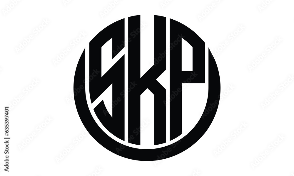 SKP shield in circle logo design vector template. lettermrk, wordmark ...