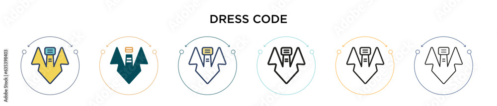 Dress code icon in filled, thin line, outline and stroke style. Vector ...