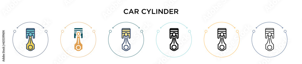 Car cylinder icon in filled, thin line, outline and stroke style ...
