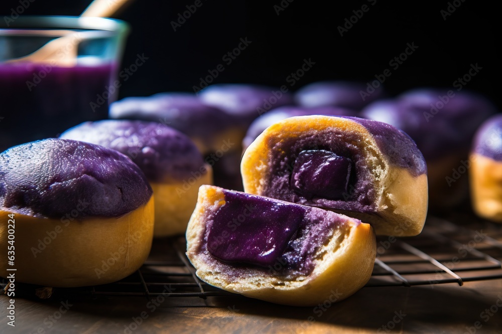 ube cheese pandesal, a gourmet pandesal that has a filling of ube and ...