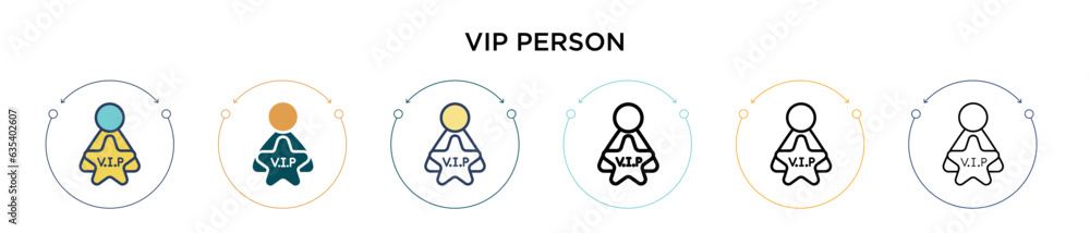 Vip person icon in filled, thin line, outline and stroke style. Vector ...