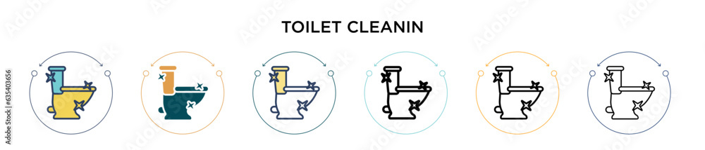 Toilet cleanin icon in filled, thin line, outline and stroke style ...