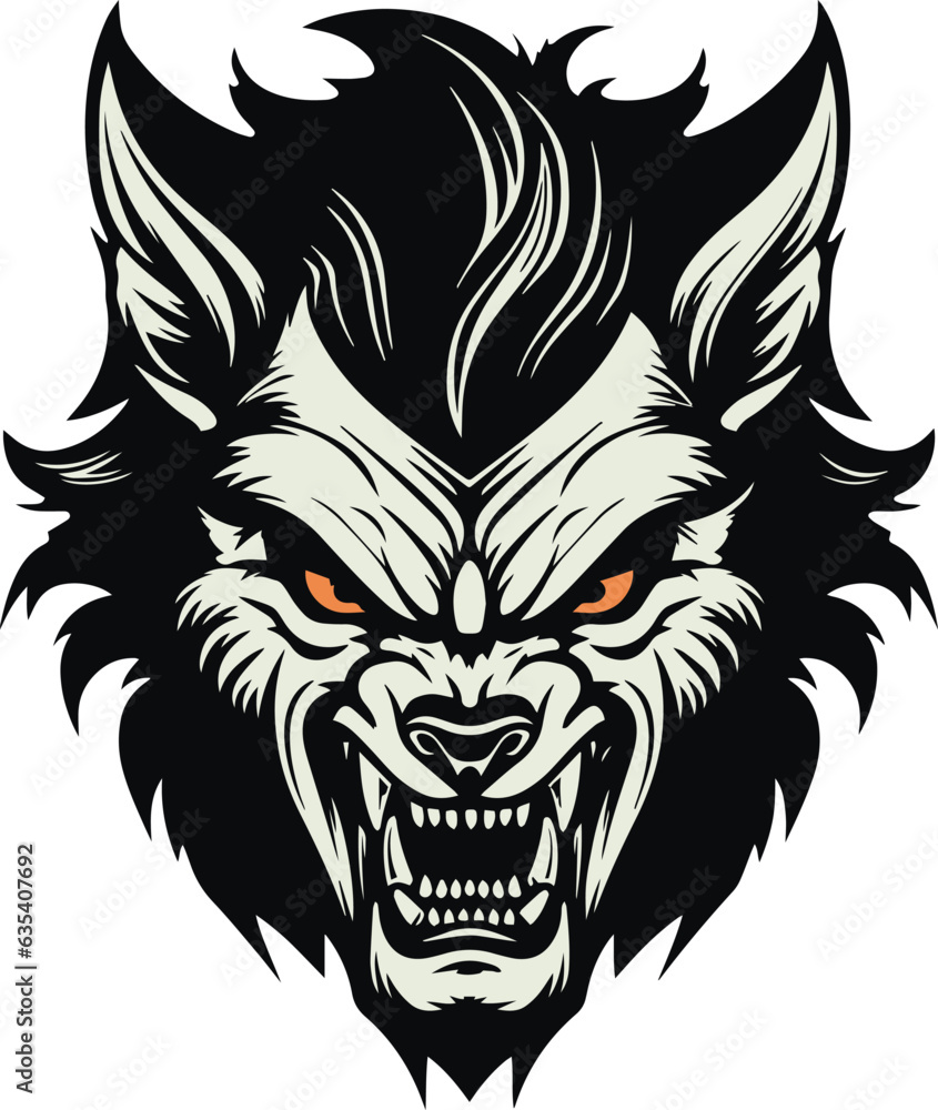 Werewolf head, Wolf man head, Halloween Vector illustration, SVG Stock ...