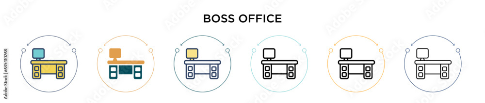 Boss office icon in filled, thin line, outline and stroke style. Vector ...