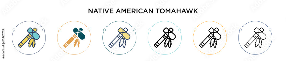 Native american tomahawk icon in filled, thin line, outline and stroke ...