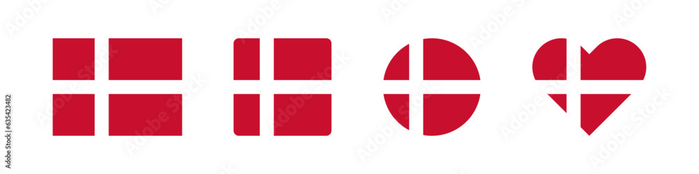Denmark icon. Danish flag signs. National badge symbol. Europe country ...