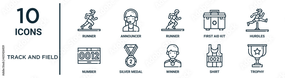 track and field outline icon set such as thin line runner, runner ...