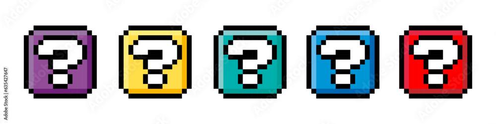 Pixel art 8-bit Question mark gold box - isolated vector illustration ...
