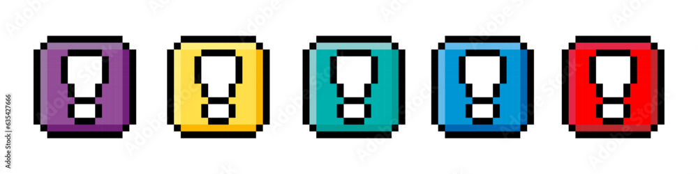 Vetor de Pixel art 8-bit Exclamation Mark gold box - isolated vector ...