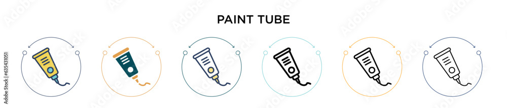 Paint tube icon in filled, thin line, outline and stroke style. Vector ...