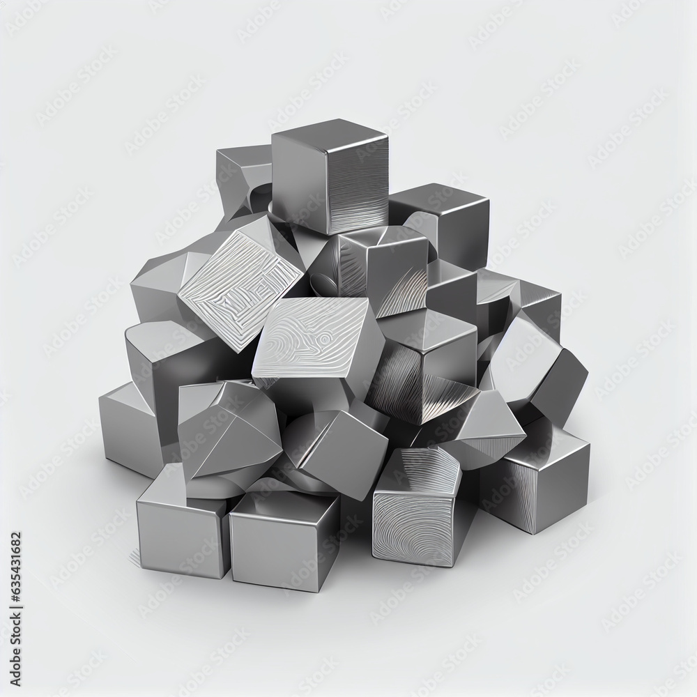 A pile of raw lithium metal cubes isolated, White background, clipart ...