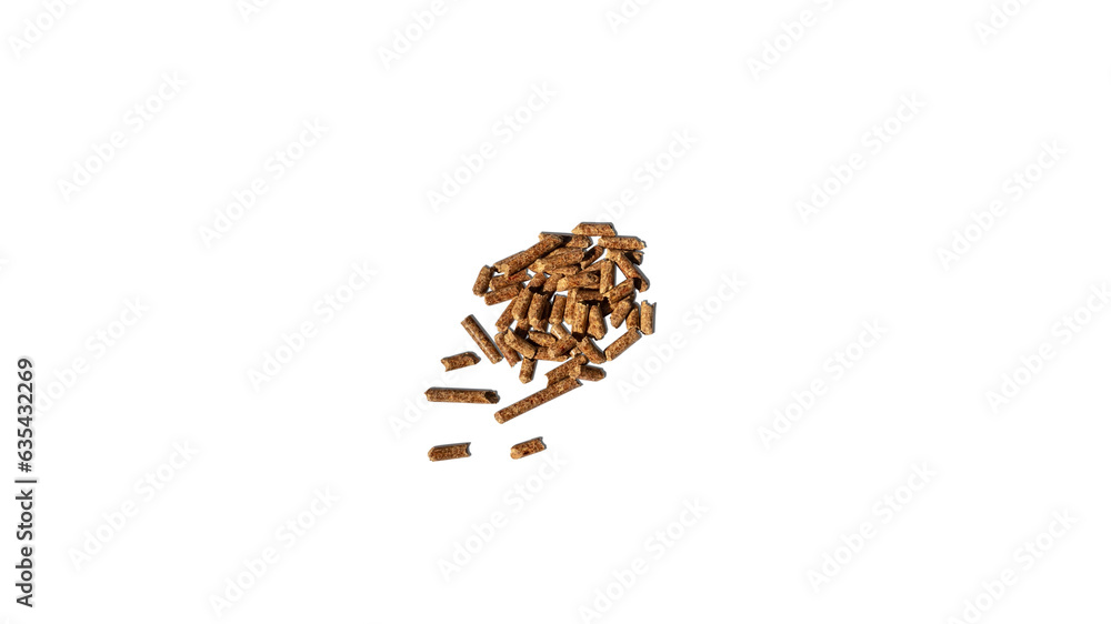 Wood pellet granules with shadow on a neutral transparent background ...