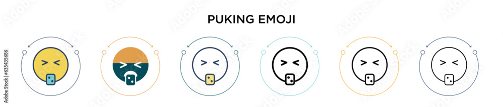 Puking emoji icon in filled, thin line, outline and stroke style ...