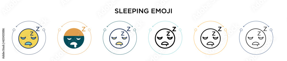 Sleeping emoji icon in filled, thin line, outline and stroke style ...