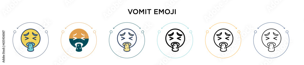 Vomit emoji icon in filled, thin line, outline and stroke style. Vector ...