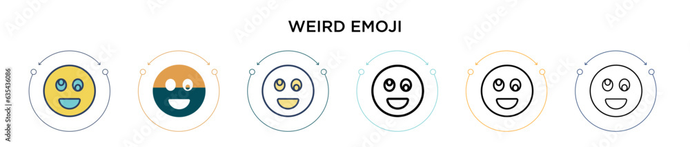 Weird emoji icon in filled, thin line, outline and stroke style. Vector ...