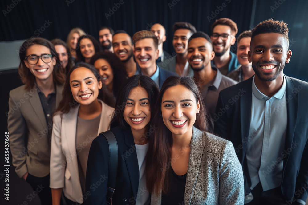 Confident international business team in powerful poses, wearing suits ...