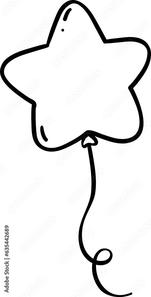 Cute simple Birthday star shape balloon outline doodle cartoon ...