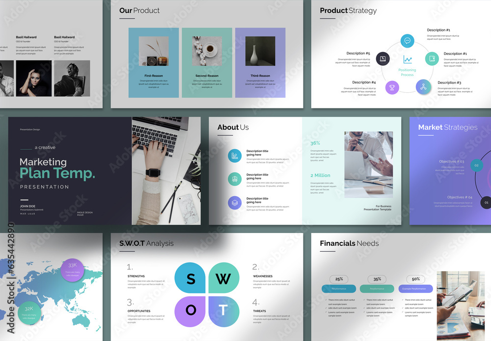 A2 Marketing Plan Presentation Layout Stock Template | Adobe Stock