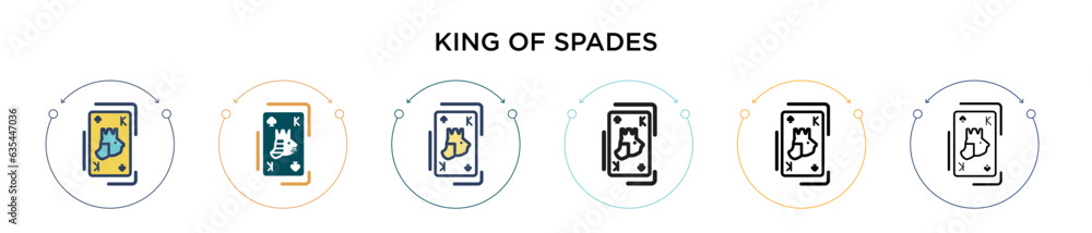 King of spades icon in filled, thin line, outline and stroke style ...