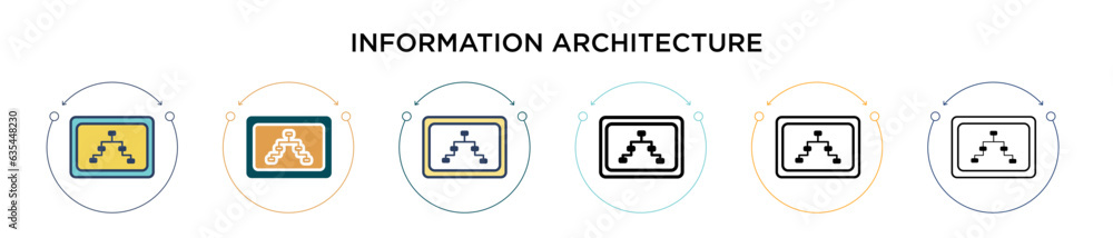 Information architecture icon in filled, thin line, outline and stroke ...