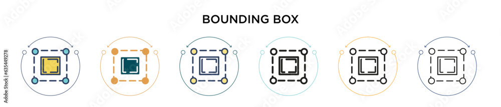 Bounding box icon in filled, thin line, outline and stroke style ...