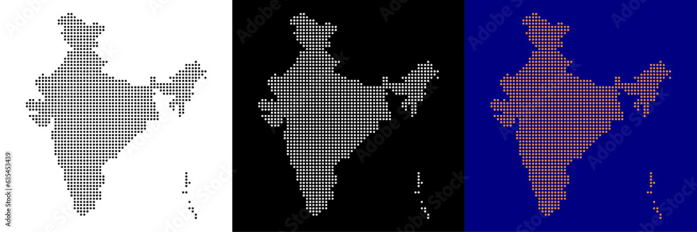 Map of India in dotted circles, pixels. Abstract Indian map from round ...