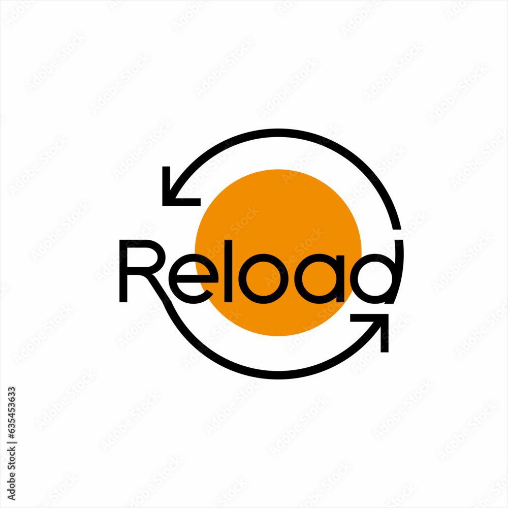 " Reload ' word design with arrow and sun sign illustration. Stock ...