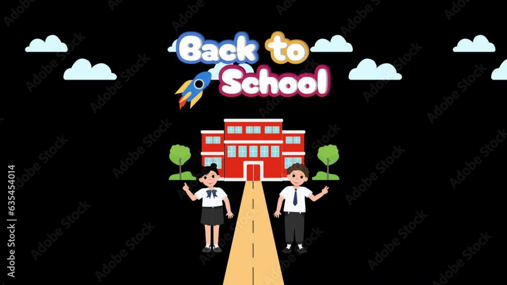 Back to school cartoon animation, 4k alpha channel video. Cute boy and ...
