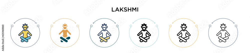 Lakshmi icon in filled, thin line, outline and stroke style. Vector ...