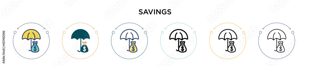 Savings icon in filled, thin line, outline and stroke style. Vector ...