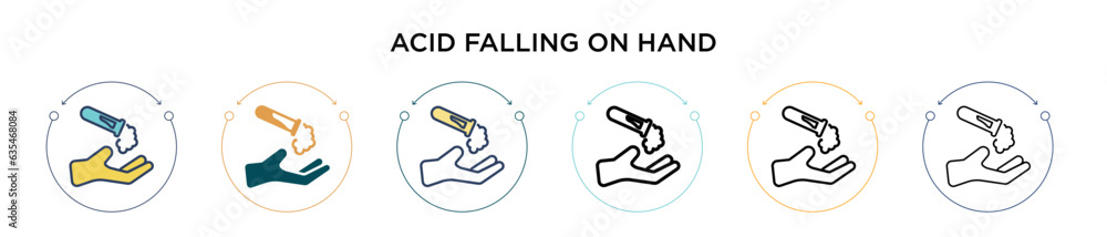 Acid falling on hand icon in filled, thin line, outline and stroke ... Acid falling on hand icon in filled, thin line, outline and stroke ...