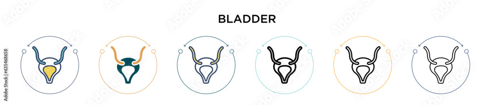 Bladder icon in filled, thin line, outline and stroke style. Vector ...