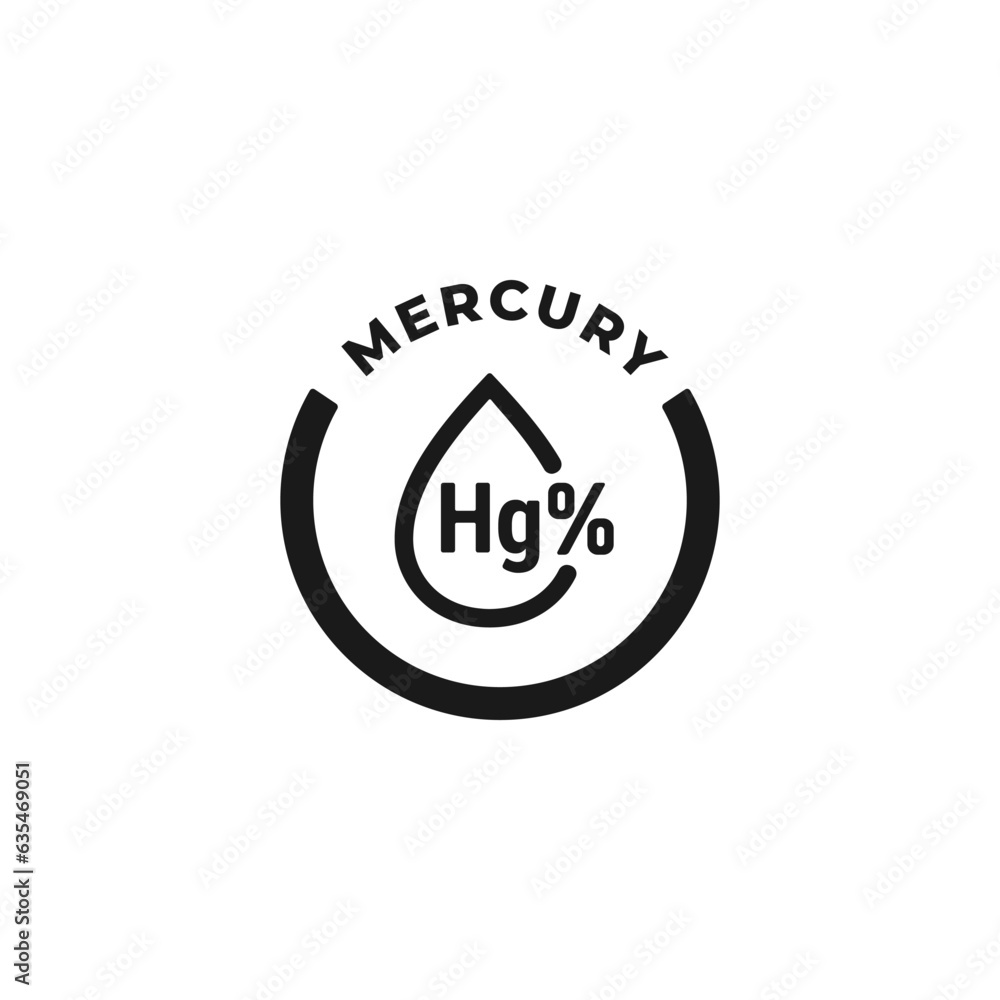 Mercury icon vector or Mercury label icon or Hg symbol isolated ...
