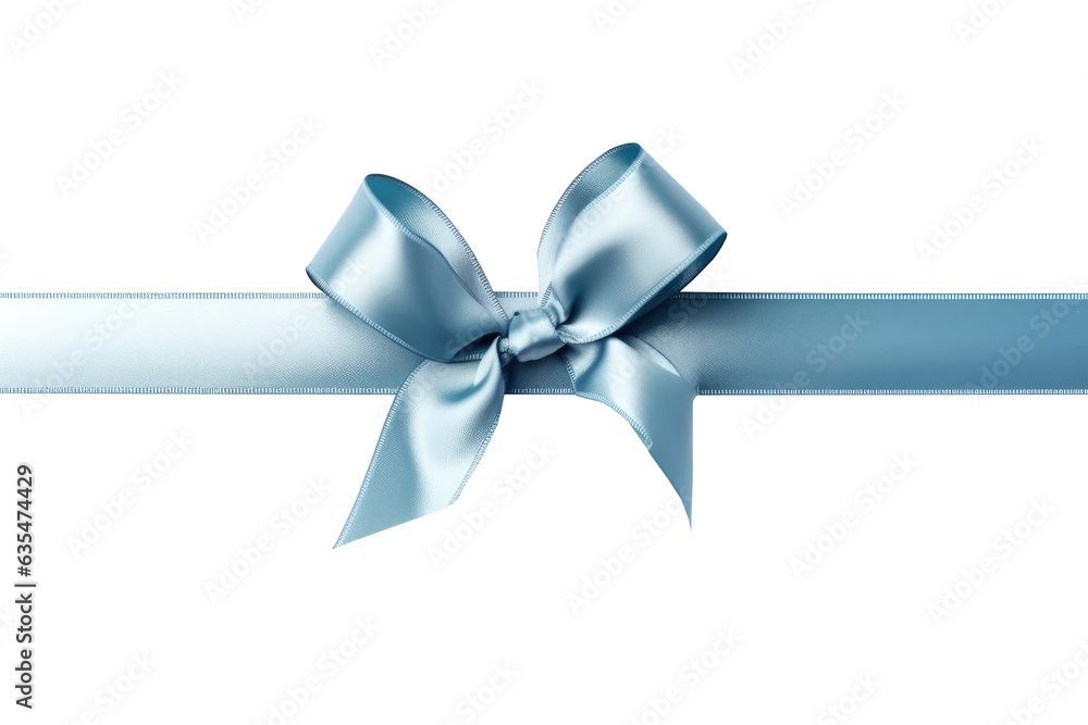 Blue ribbon gift mock up isolated on transparent background. Generative ...
