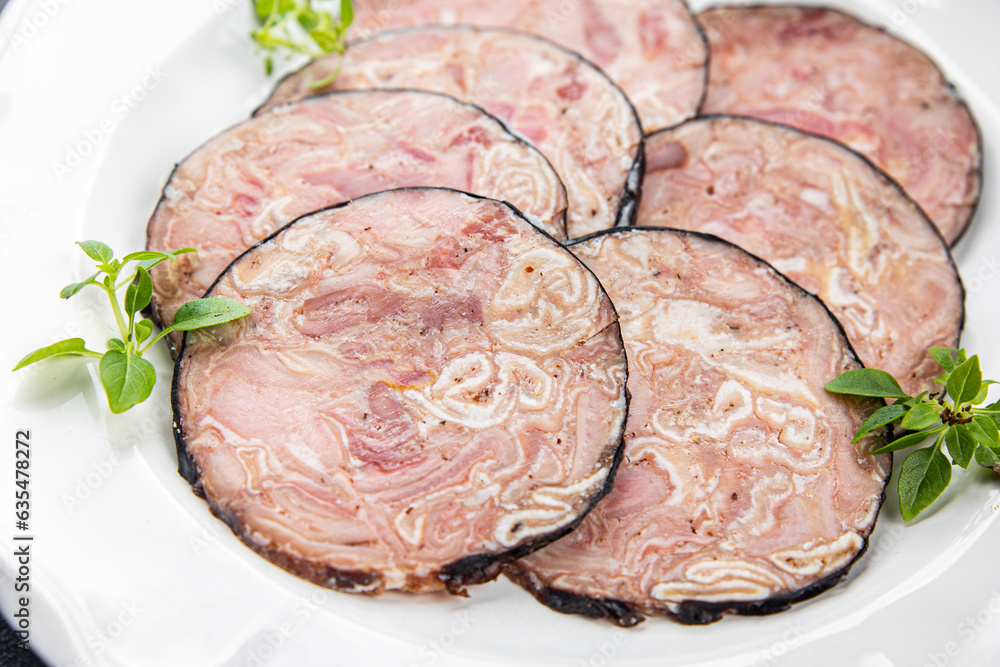 meat sausage pork Andouille (pork stomach, pork neck, offal) ready to ...