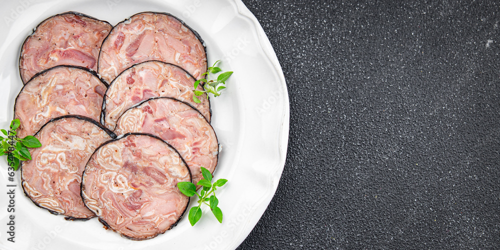 meat sausage pork Andouille (pork stomach, pork neck, offal) ready to ...