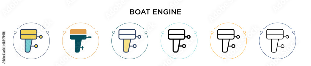 Boat engine icon in filled, thin line, outline and stroke style. Vector ...
