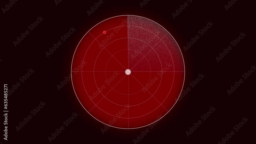 High tech red color radar futuristic HUD navigation scanning monitor ...