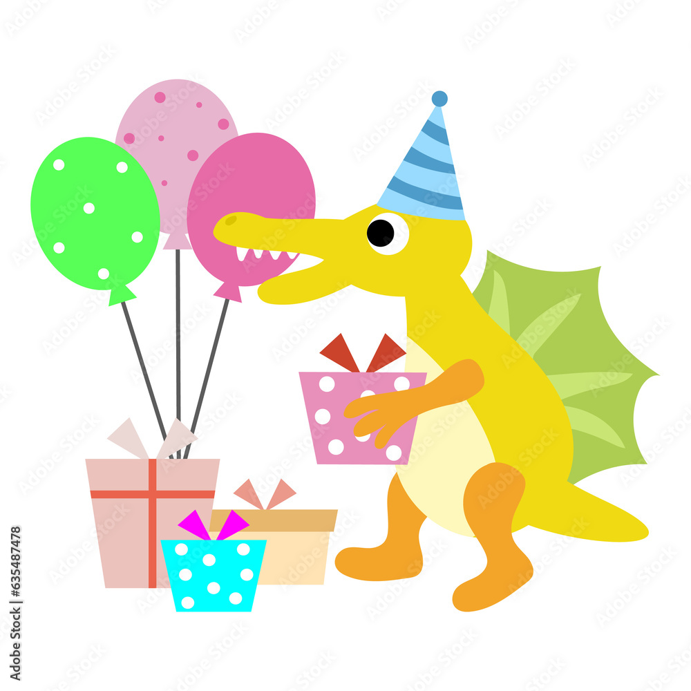 Dinosaur party Clipart. happy dino Stock Illustration | Adobe Stock