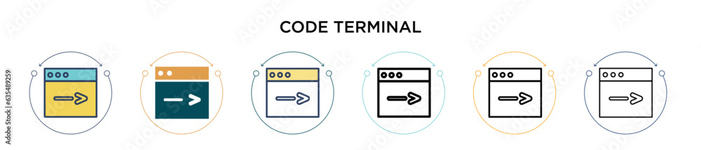 Code terminal icon in filled, thin line, outline and stroke style ...