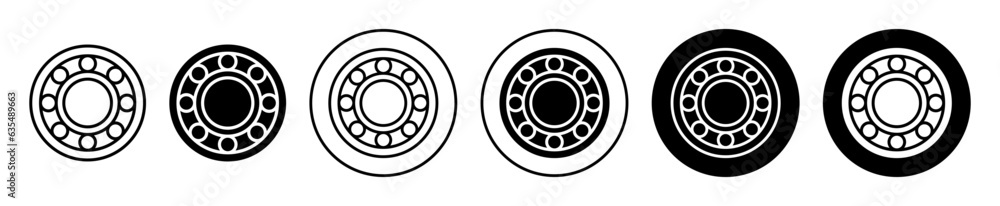 Ball Bearing Icon set. friction bearing vector symbol in black filled ...