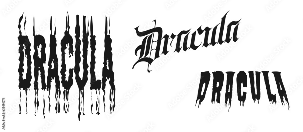 Dracula Lettering Typography. Medieval style, dripping blood, and ...