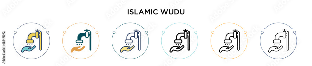 Islamic wudu icon in filled, thin line, outline and stroke style ...