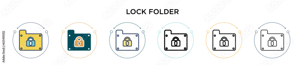 Lock folder icon in filled, thin line, outline and stroke style. Vector ...