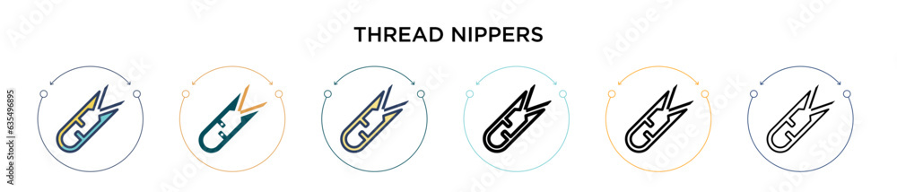 Thread nippers icon in filled, thin line, outline and stroke style ...