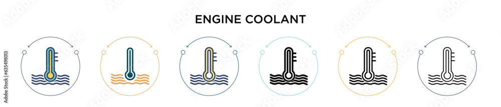 Grafika wektorowa Stock: Engine coolant icon in filled, thin line ...