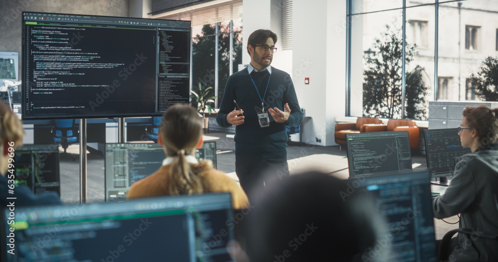 Teacher Giving Class to Diverse Multiethnic Group of Female and Male ...