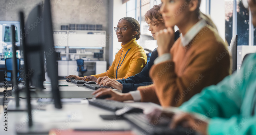 Young Smart African American Female Student Studying in Modern School ...